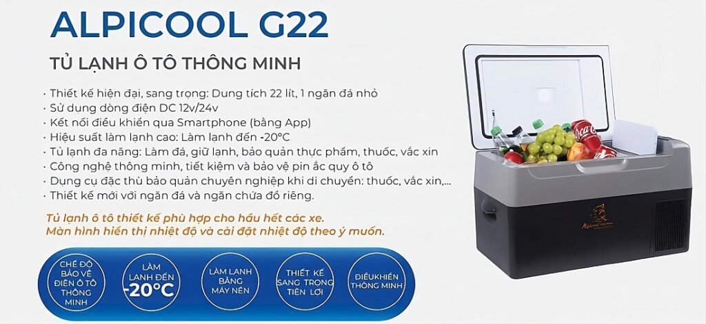 Tủ lạnh ô tô 12V Apicool 22l G22 | Giá rẻ #1 [Bảo hành 12 tháng]