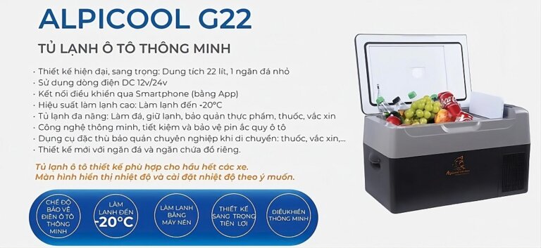 Tủ lạnh ô tô 12V Apicool 22l G22 | Giá rẻ #1 [Bảo hành 12 tháng]